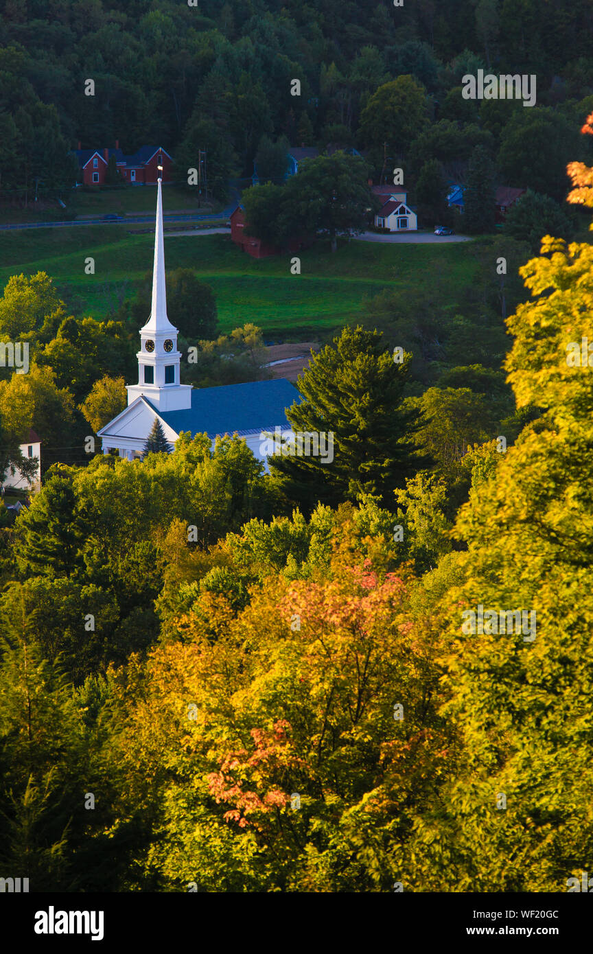 Stowe Community Church in the early fall, Stowe, Vermont, USA Stock ...