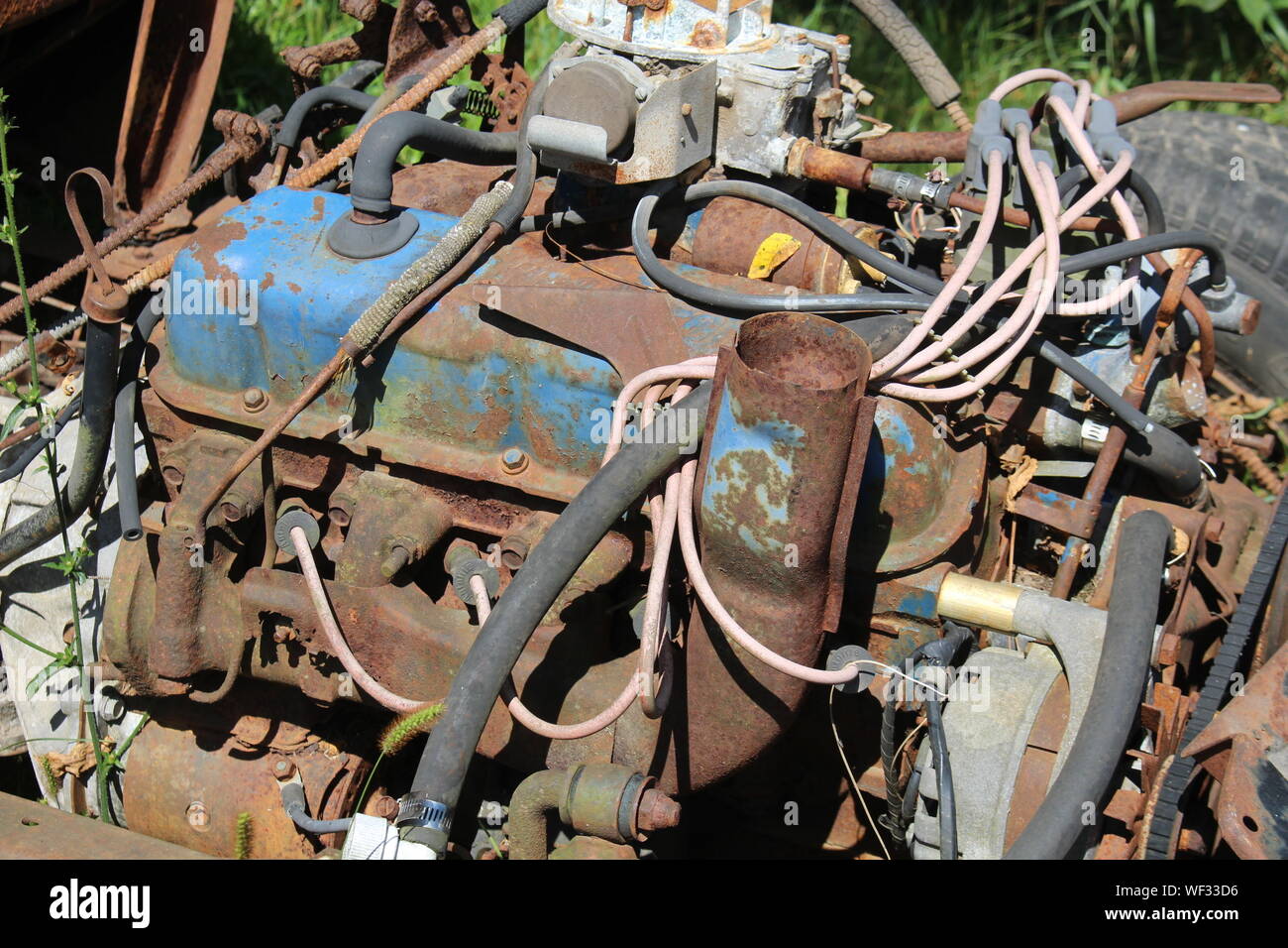 motor from old rusty ford pickup truck Stock Photo - Alamy
