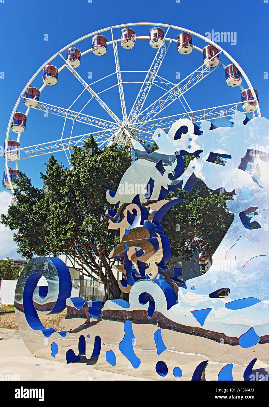 The Reef Eye ferris wheel ride attraction on the waterfront provides a ...