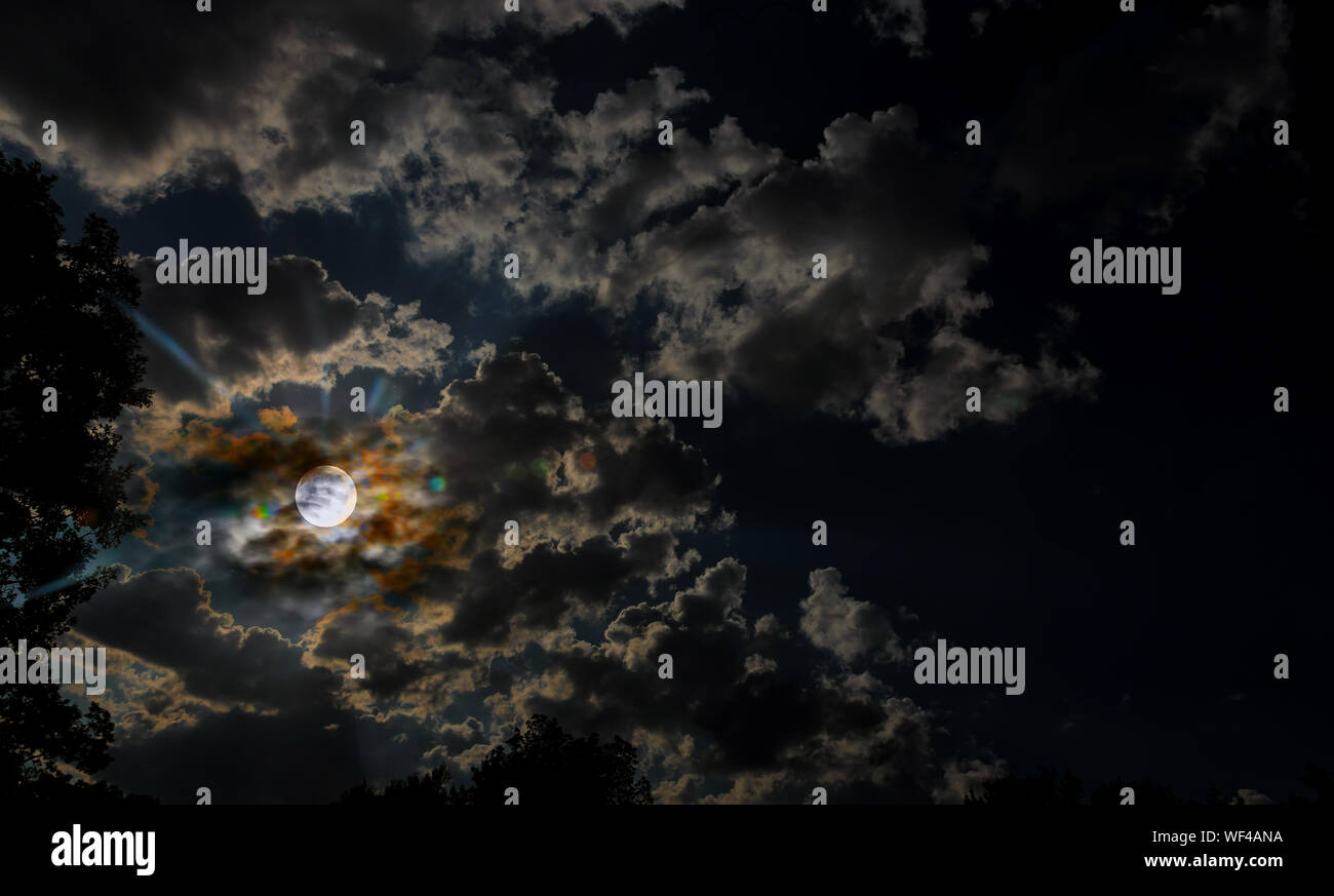 Spooky full moon night sky and clouds Stock Photo - Alamy