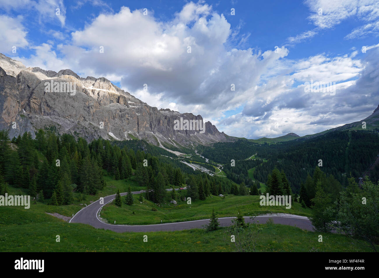 Valparola Pass in the Dolomites mountains right outside of Armentarola ...