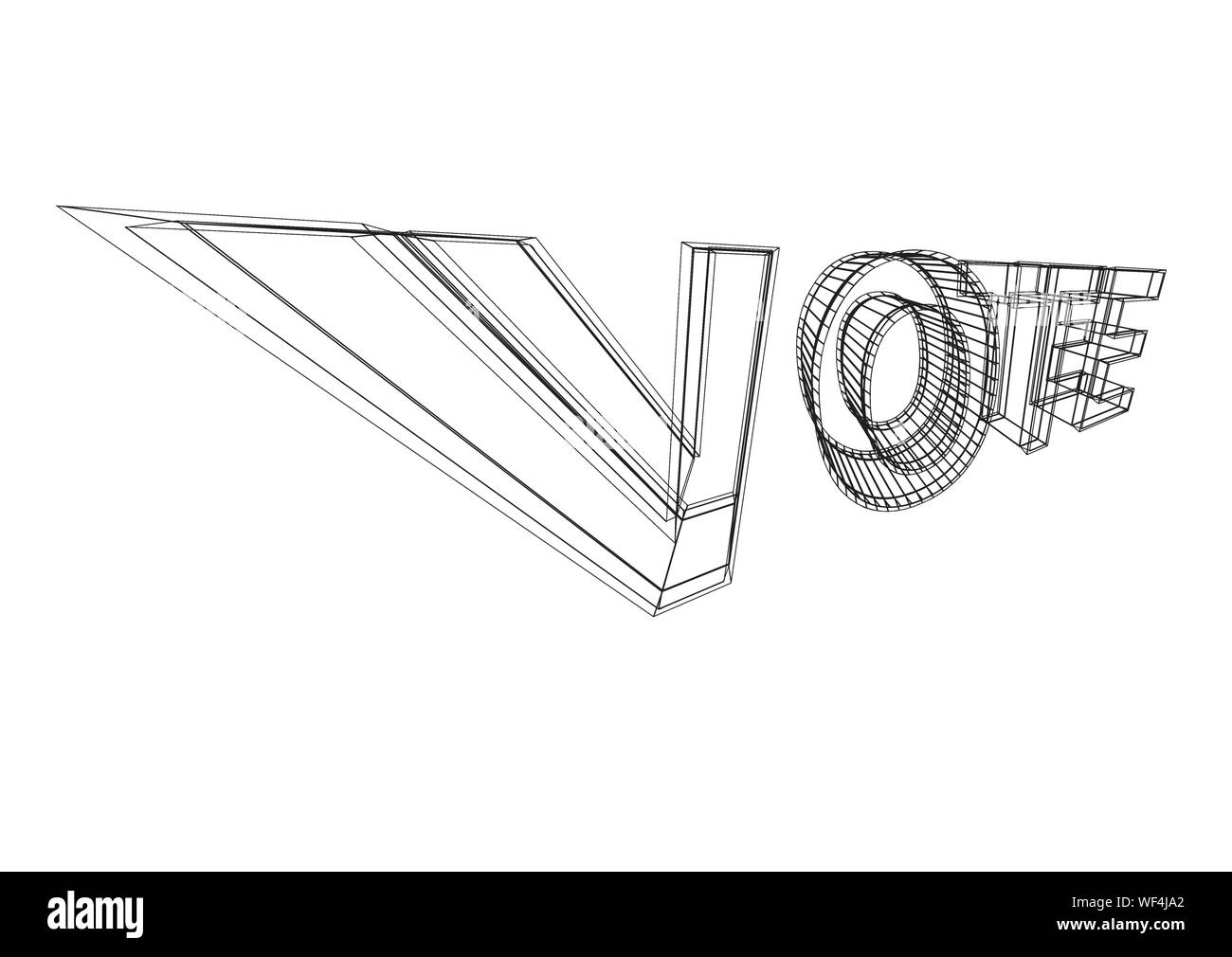 VOTE wireframed write isolated on white background - Vector Stock ...