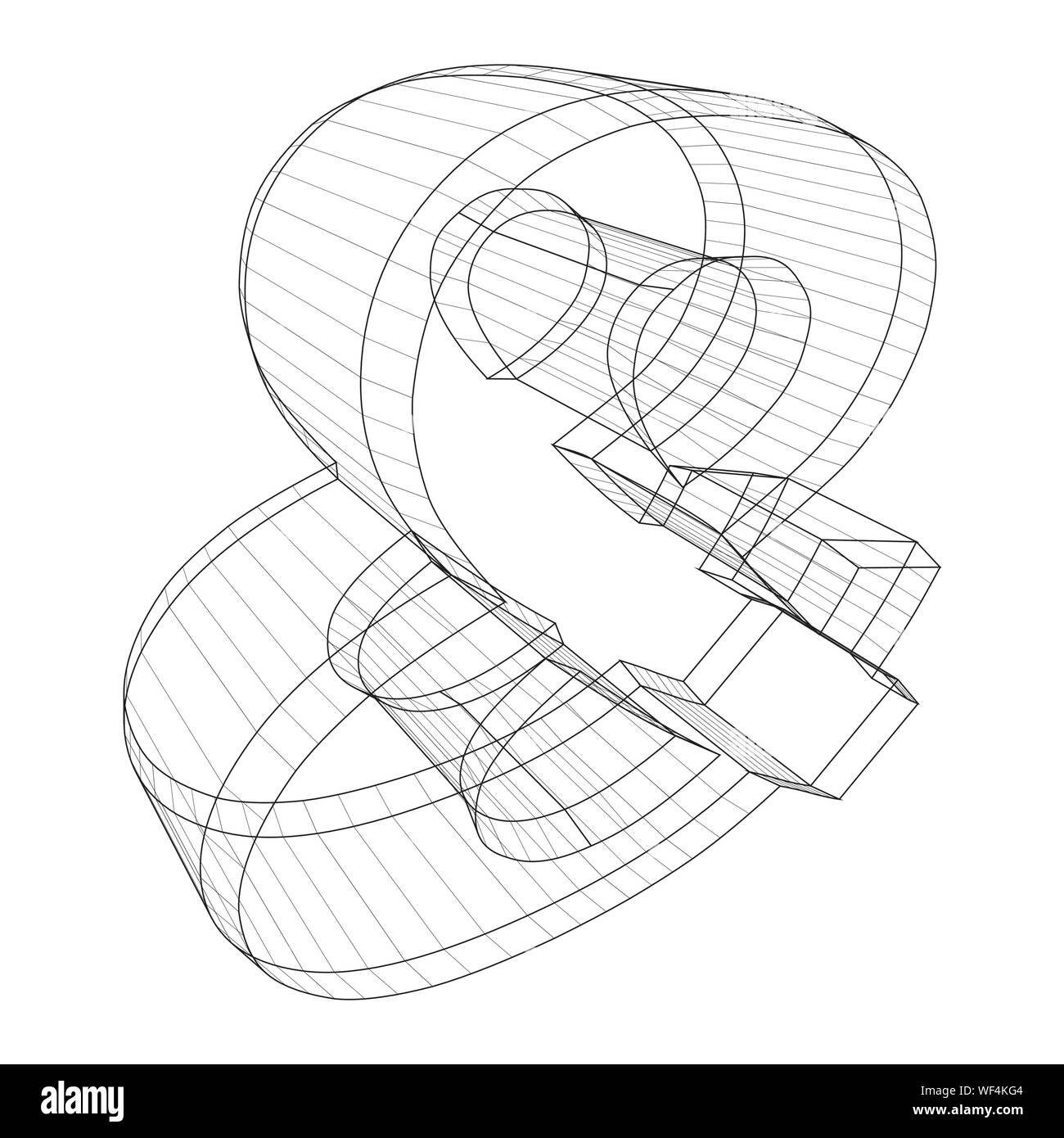 Ampersand Wireframe Symbol On White Background Vector Stock Vector