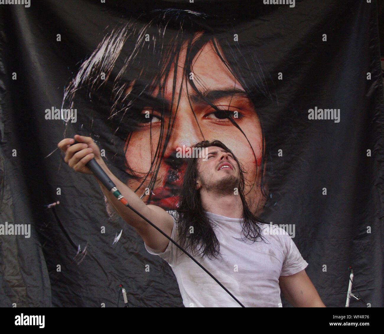 JULY 28: Andrew W.K. performs during Ozzfest 2002 at Lakewood ...