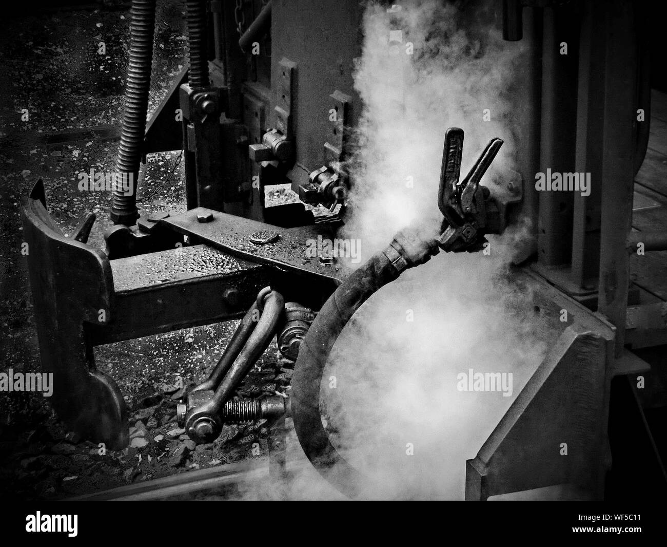 Workshop factory manufacturing close up close up Black and White Stock ...