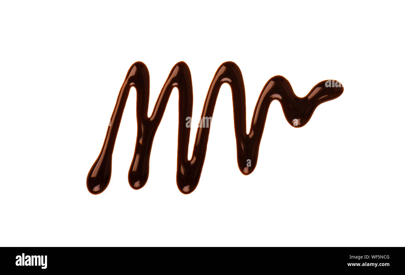 Chocolate syrup drop isolated on white background. Top view Stock Photo ...