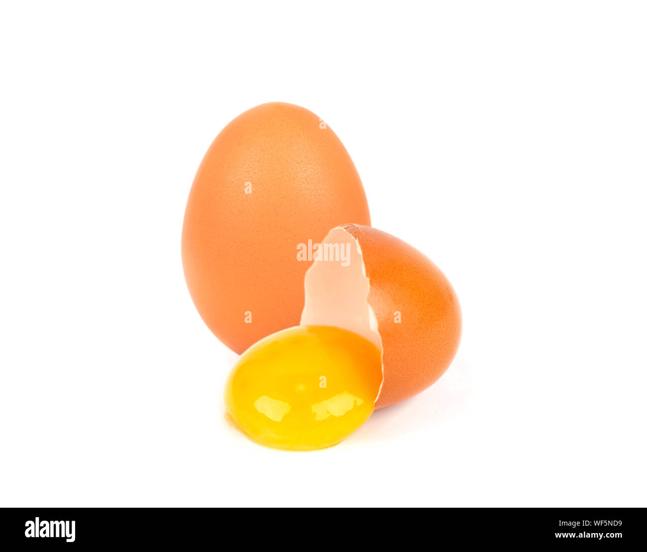 Broken chicken egg isolated on white background Stock Photo - Alamy