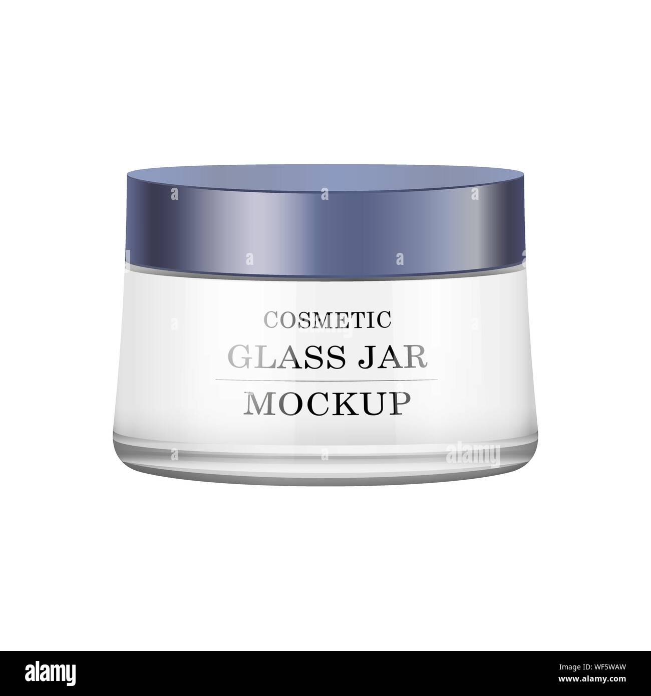 Realistic white glass jar with blue plastic lid for cosmetics - body ...