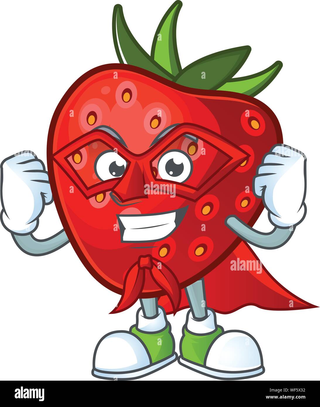 Super hero red strawberry character mascot for symbol cartoon Stock ...