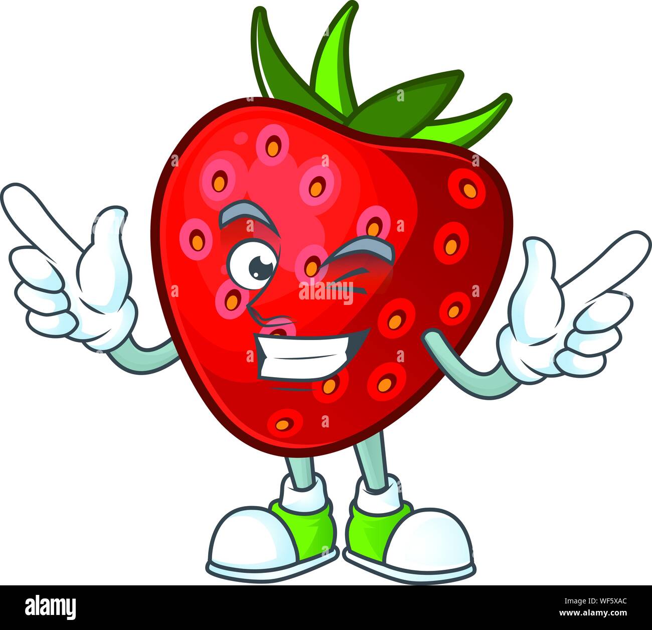 Wink red strawberry character mascot for symbol cartoon Stock Vector ...