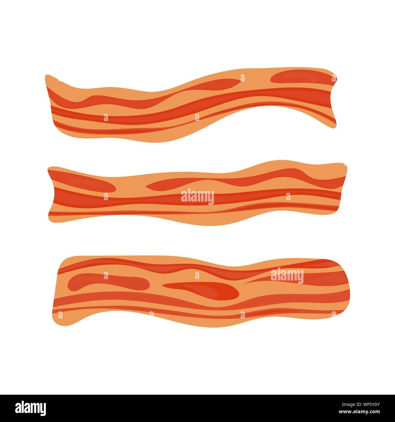 Fried bacon stripe. Pork meat. Healthy tasty breakfast. Vector ...