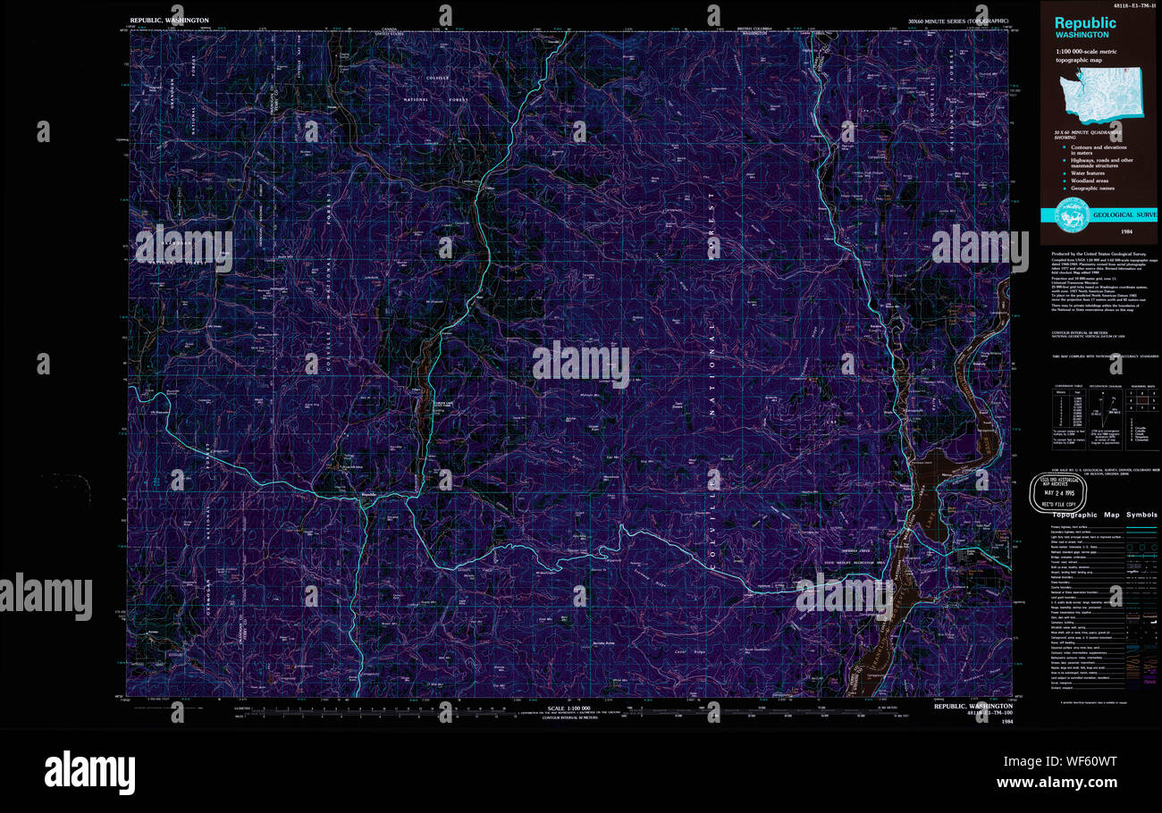 Republic washington state map hi-res stock photography and images - Alamy