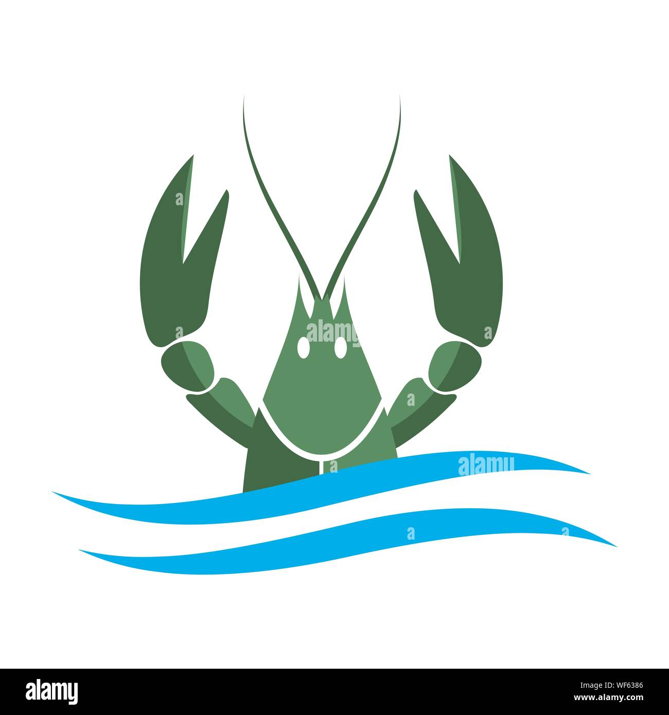 Crayfish logo. Green river lobster, langoustine or crustacean ...