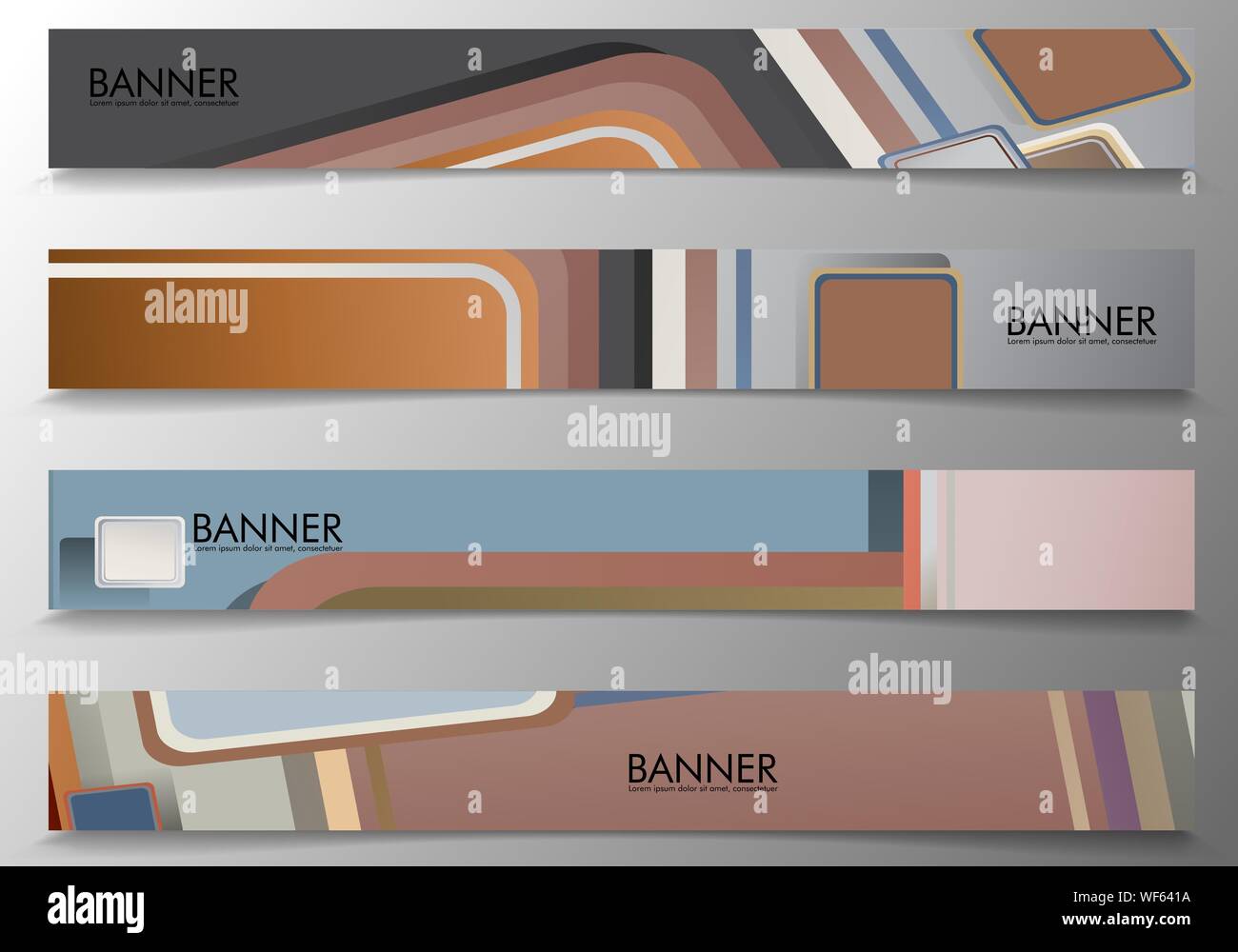 Set of background banners with a composition of stone and brick colors ...