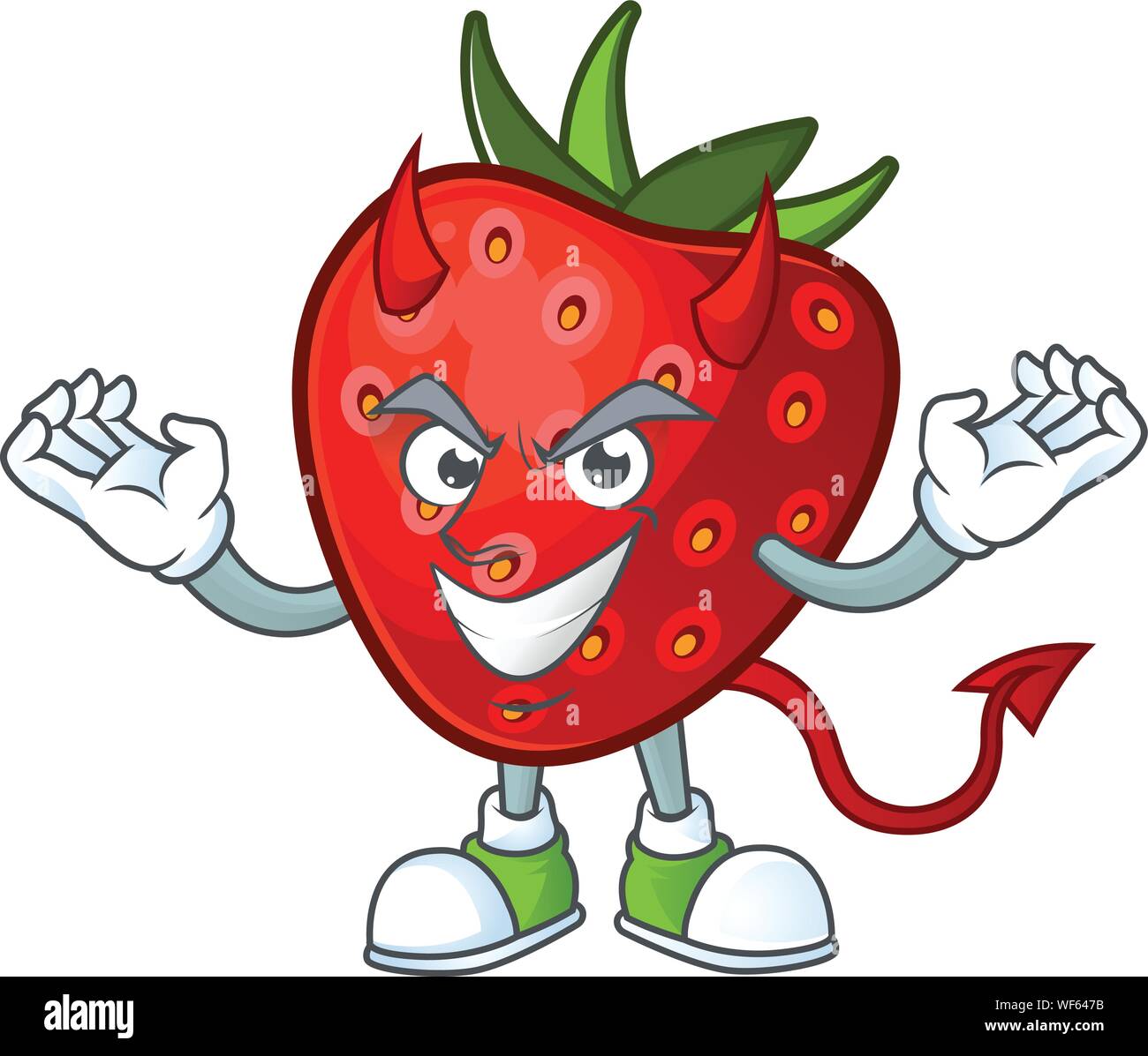 Devil strawberry fruit mascot for cartoon character Stock Vector Image ...