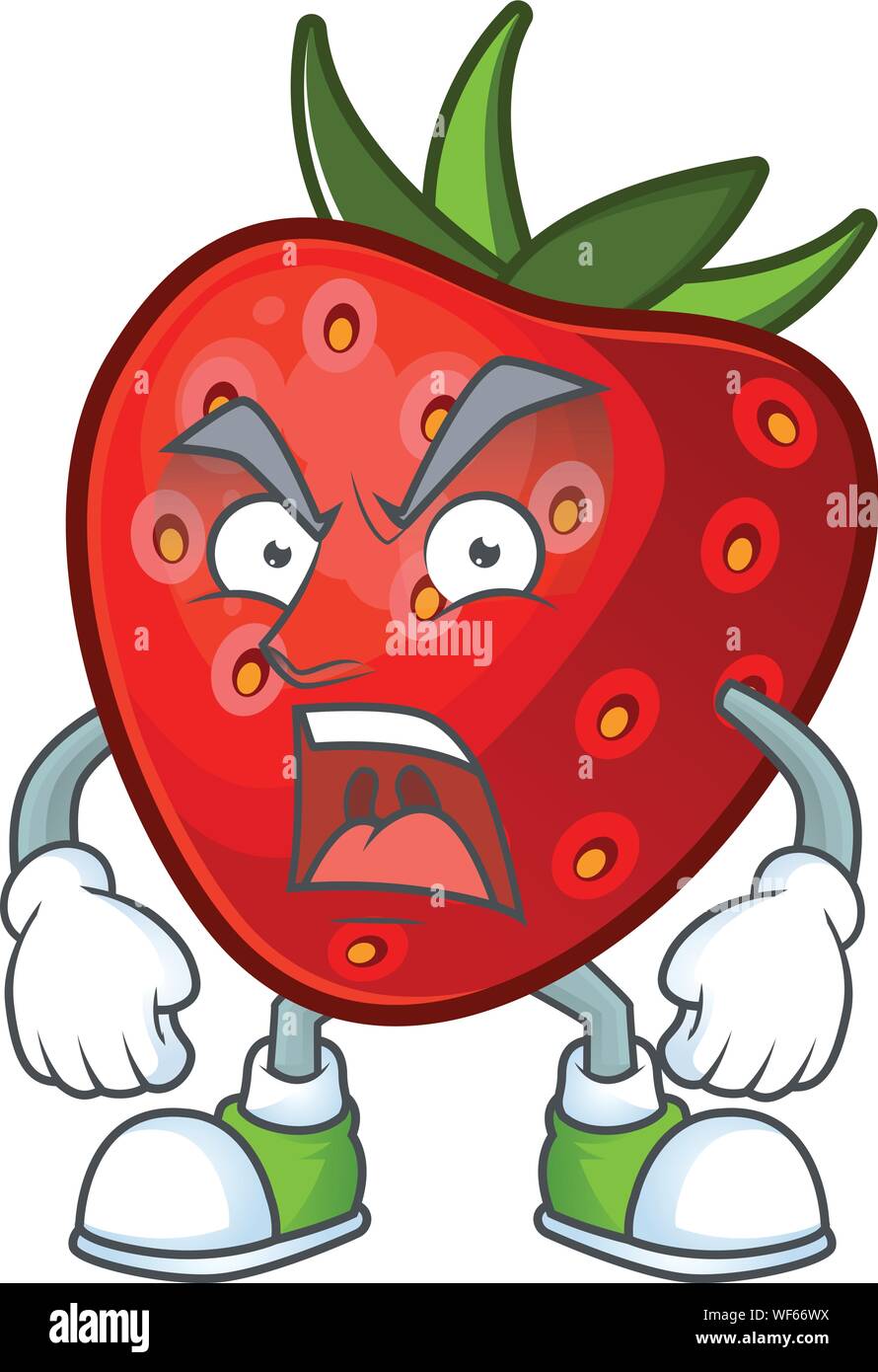 Angry strawberry fruit mascot for cartoon character Stock Vector Image ...