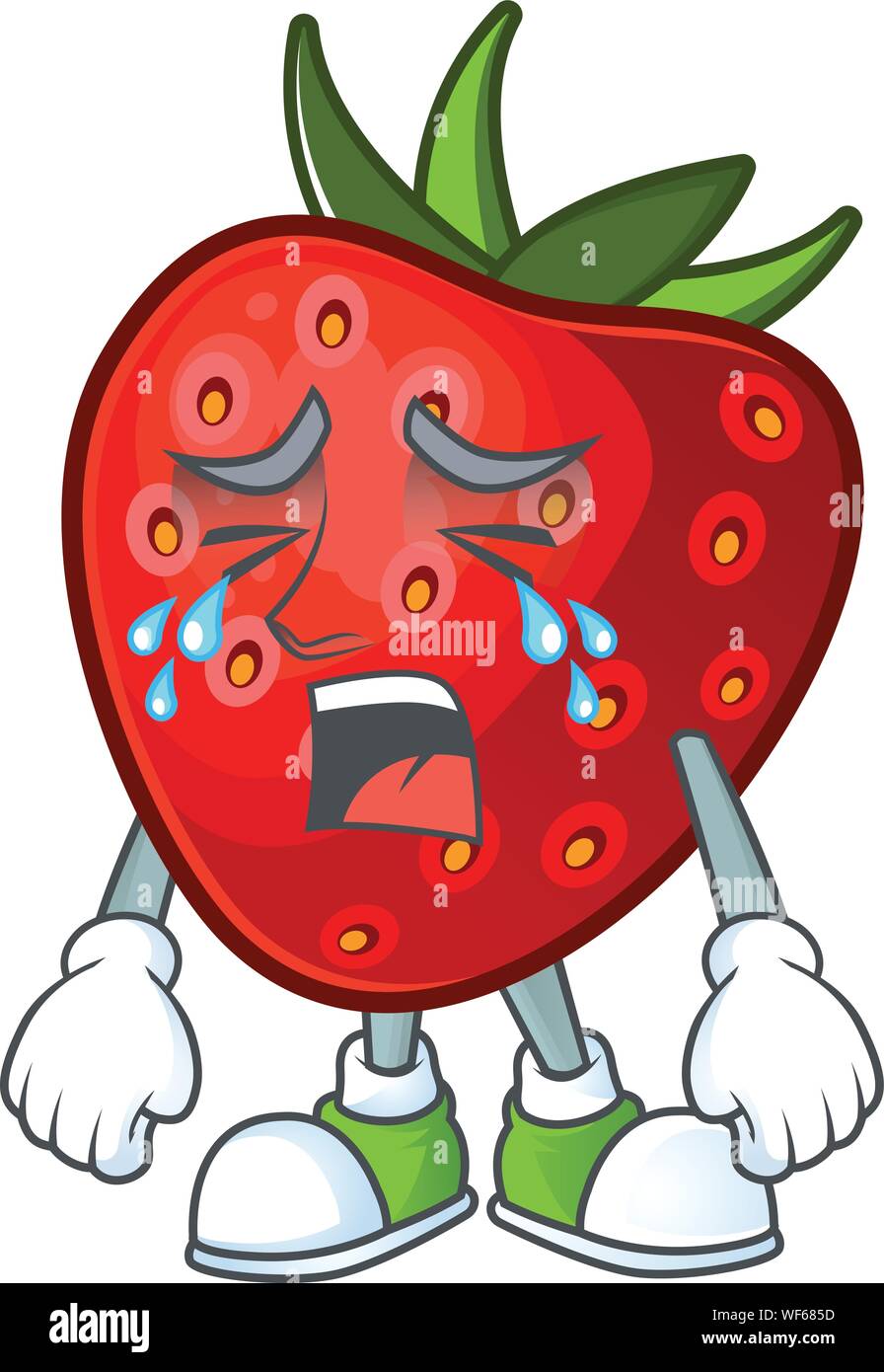 Crying strawberry fruit mascot for cartoon character Stock Vector Image ...