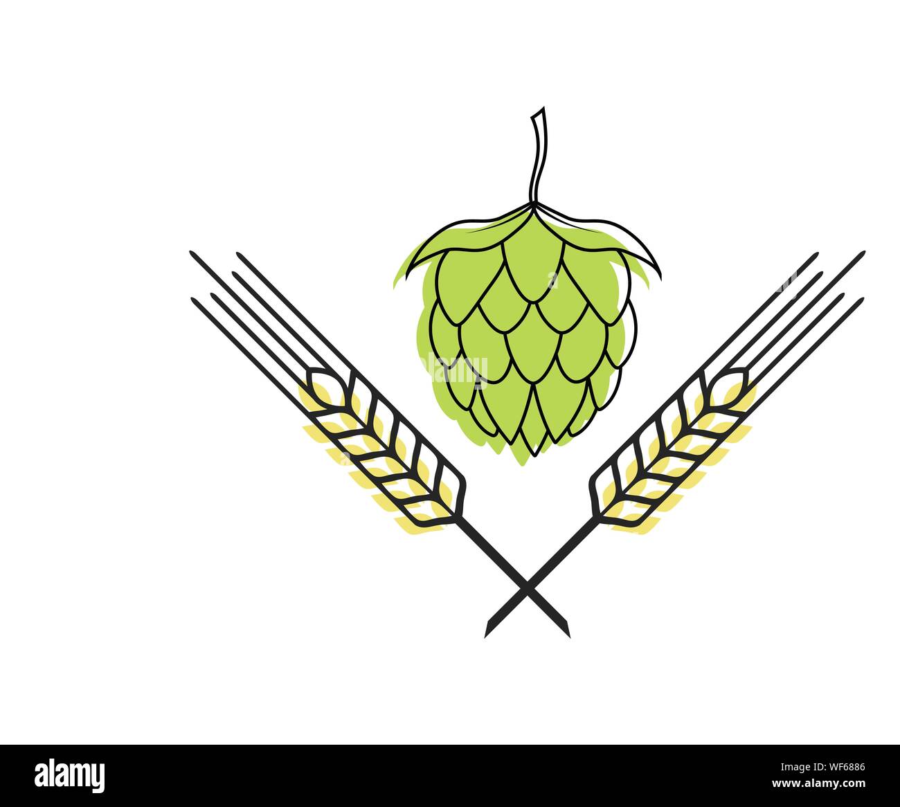 Hop and barley emblem icon label logo. Beer pub emblem. Craft beer ...