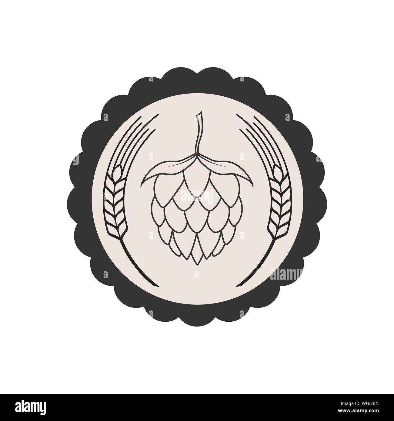 Hop and barley emblem icon label logo. Beer pub emblem. Craft beer ...