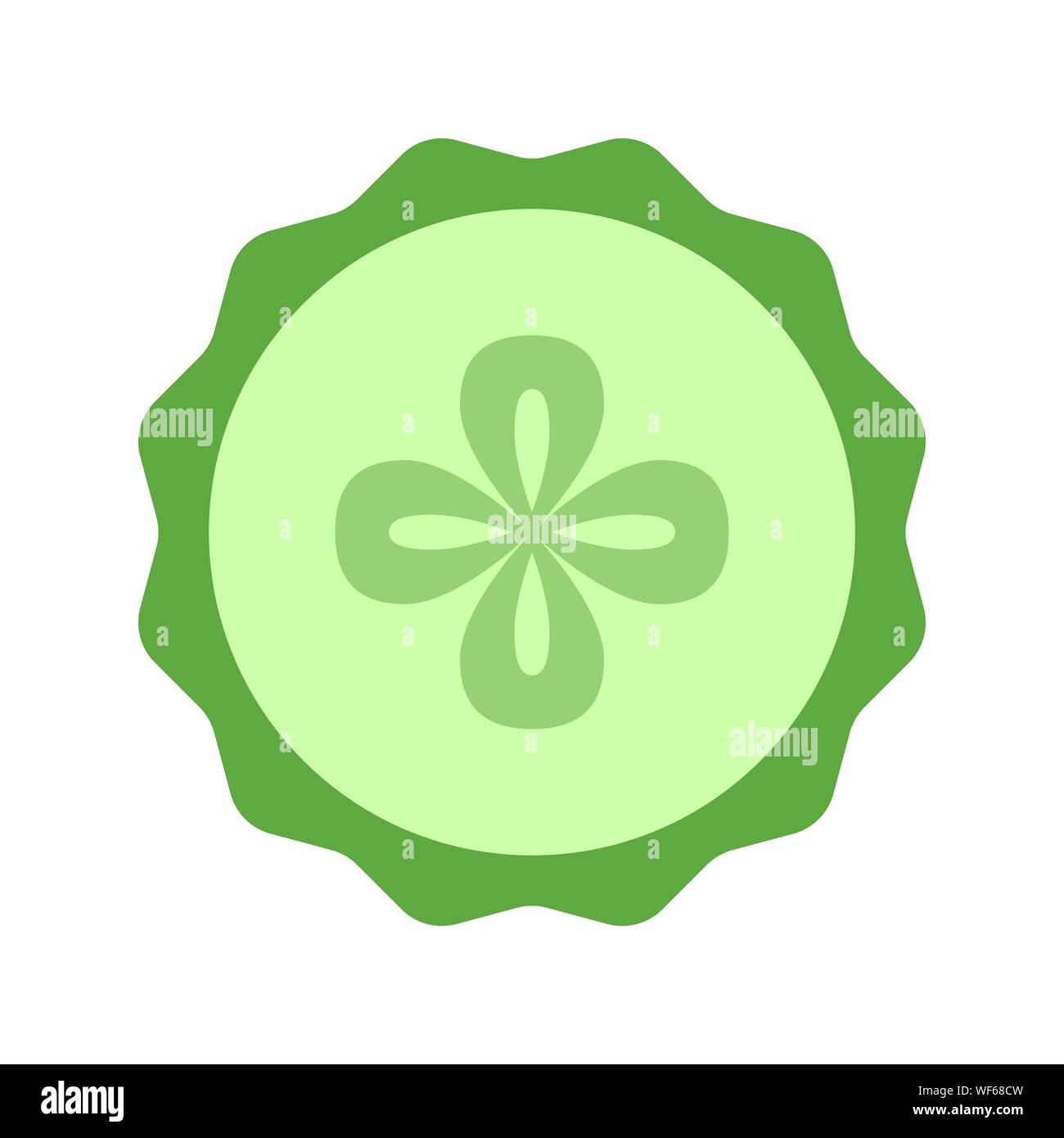 Cucumber slice closeup icon, green round piece of cucumber. Logo design ...