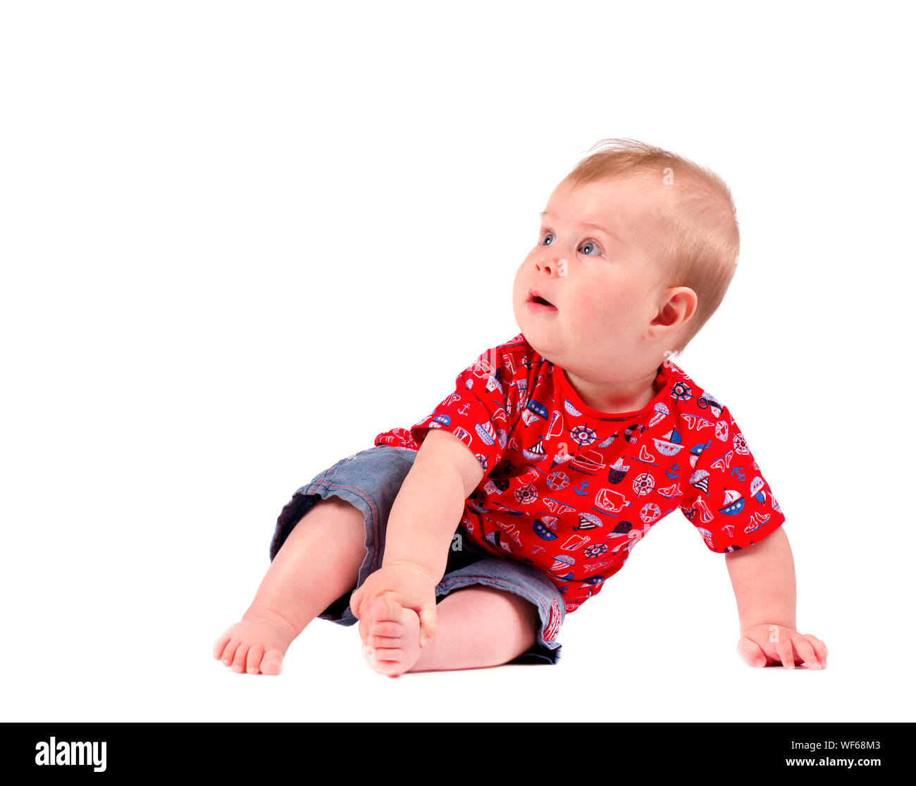 Small baby boy. Isolated on white background Stock Photo - Alamy