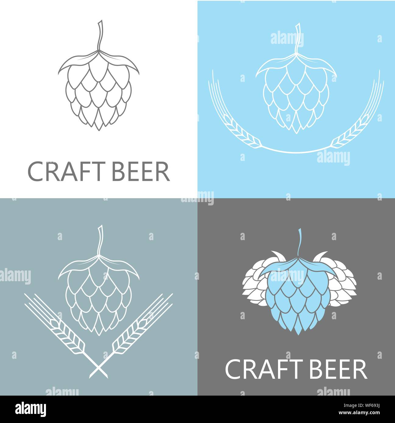 Hop and barley emblem icon label logo. Beer pub emblem. Craft beer ...