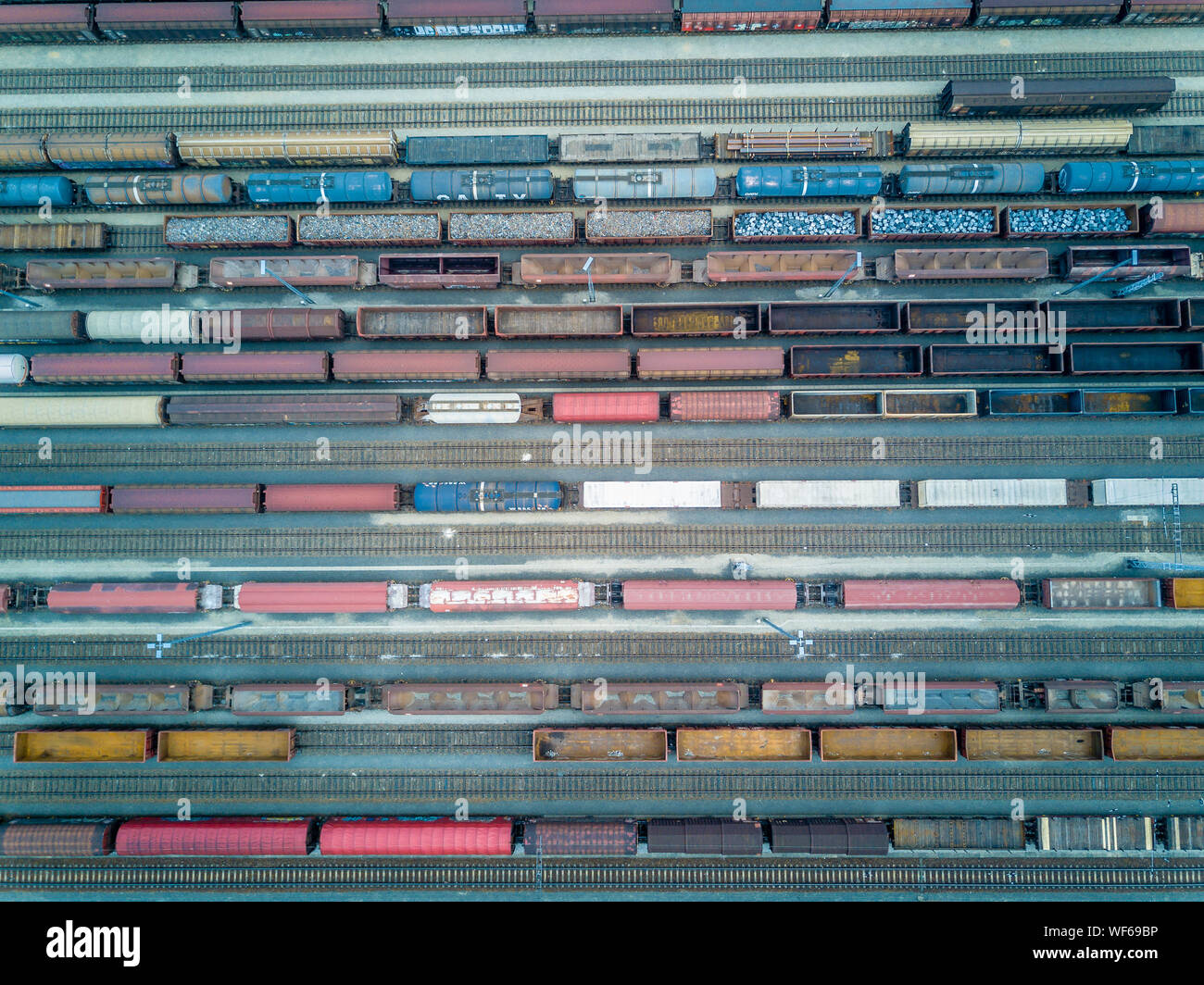Aerial view of freight train hi-res stock photography and images - Alamy