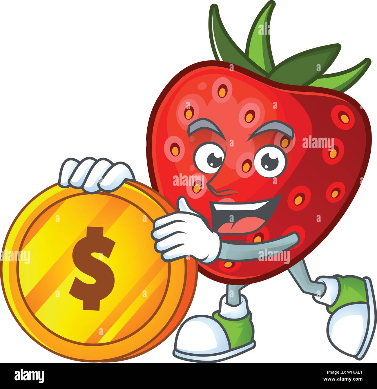 Bring coin sweet strawberry cartoon character for dessert Stock Vector ...