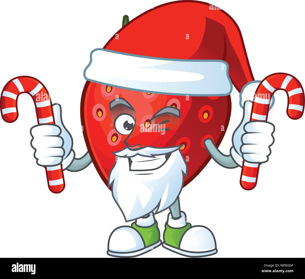 Santa with candy sweet strawberry cartoon character for dessert Stock ...
