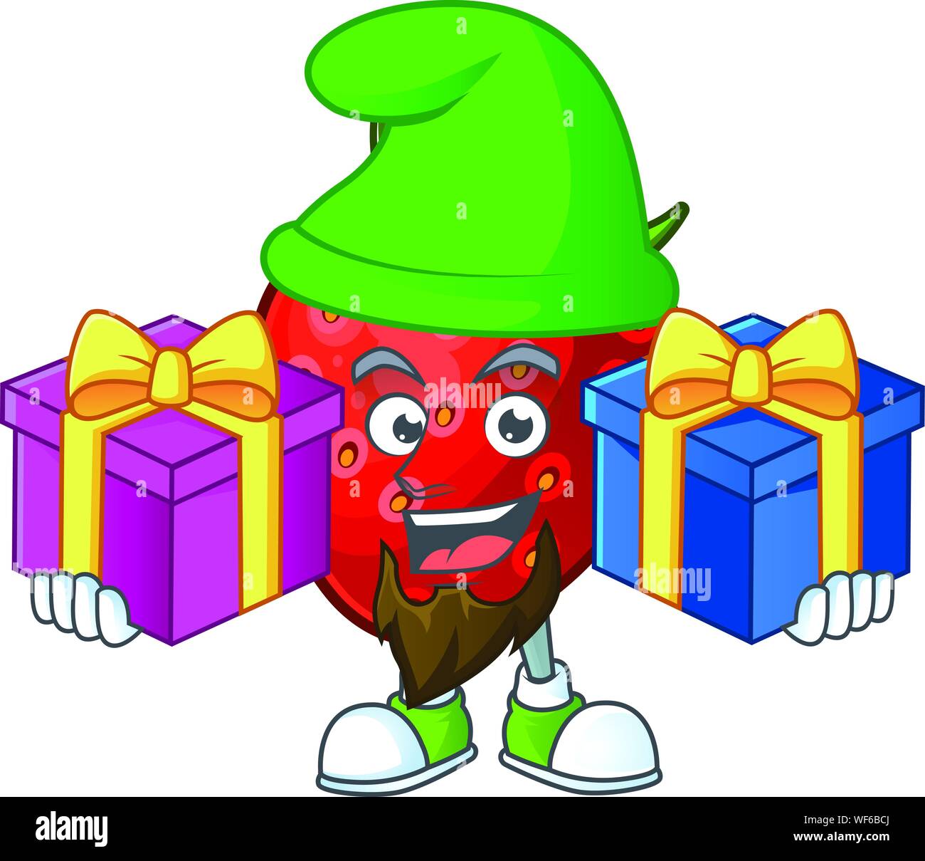 Bring two gifts sweet strawberry cartoon character for dessert Stock ...