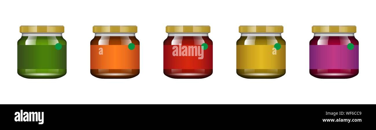 Glass jar with jam and configure. Vector illustration. Packaging ...