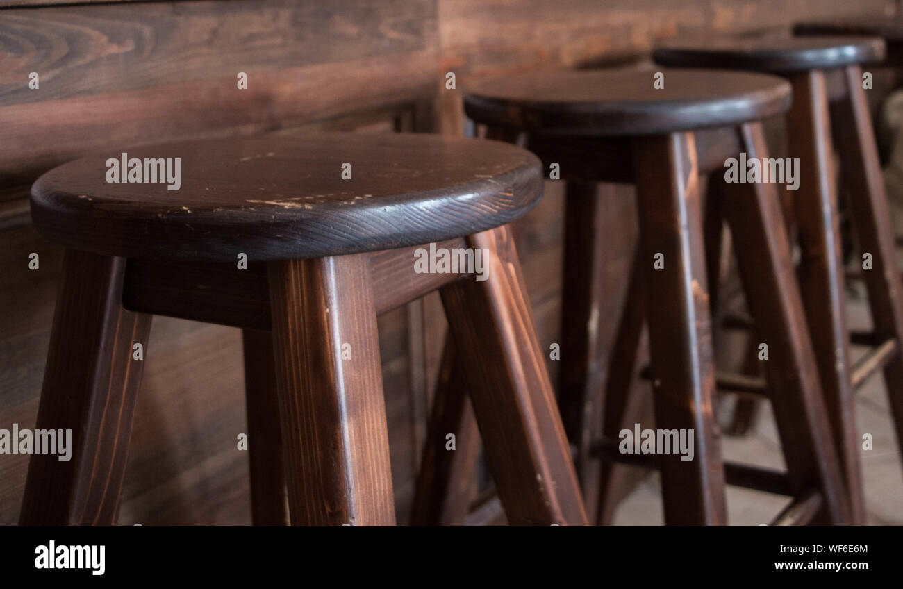 Old fashioned bar stools hi-res stock photography and images - Alamy