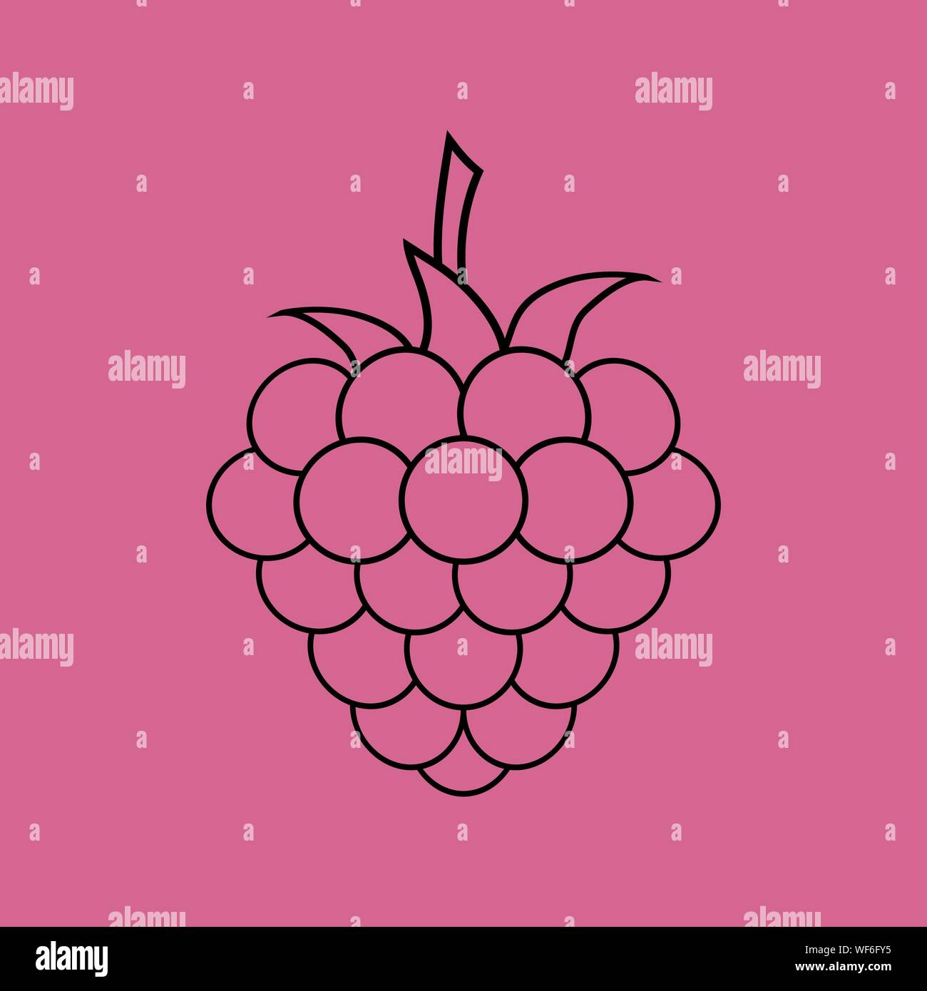 Raspberries on pink background. Logo design, flat vector illustration ...