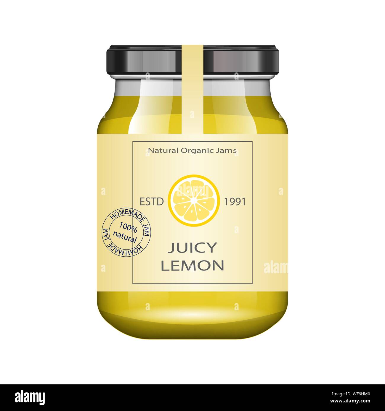 Glass jar with lemon jam and configure. Vector illustration. Packaging ...