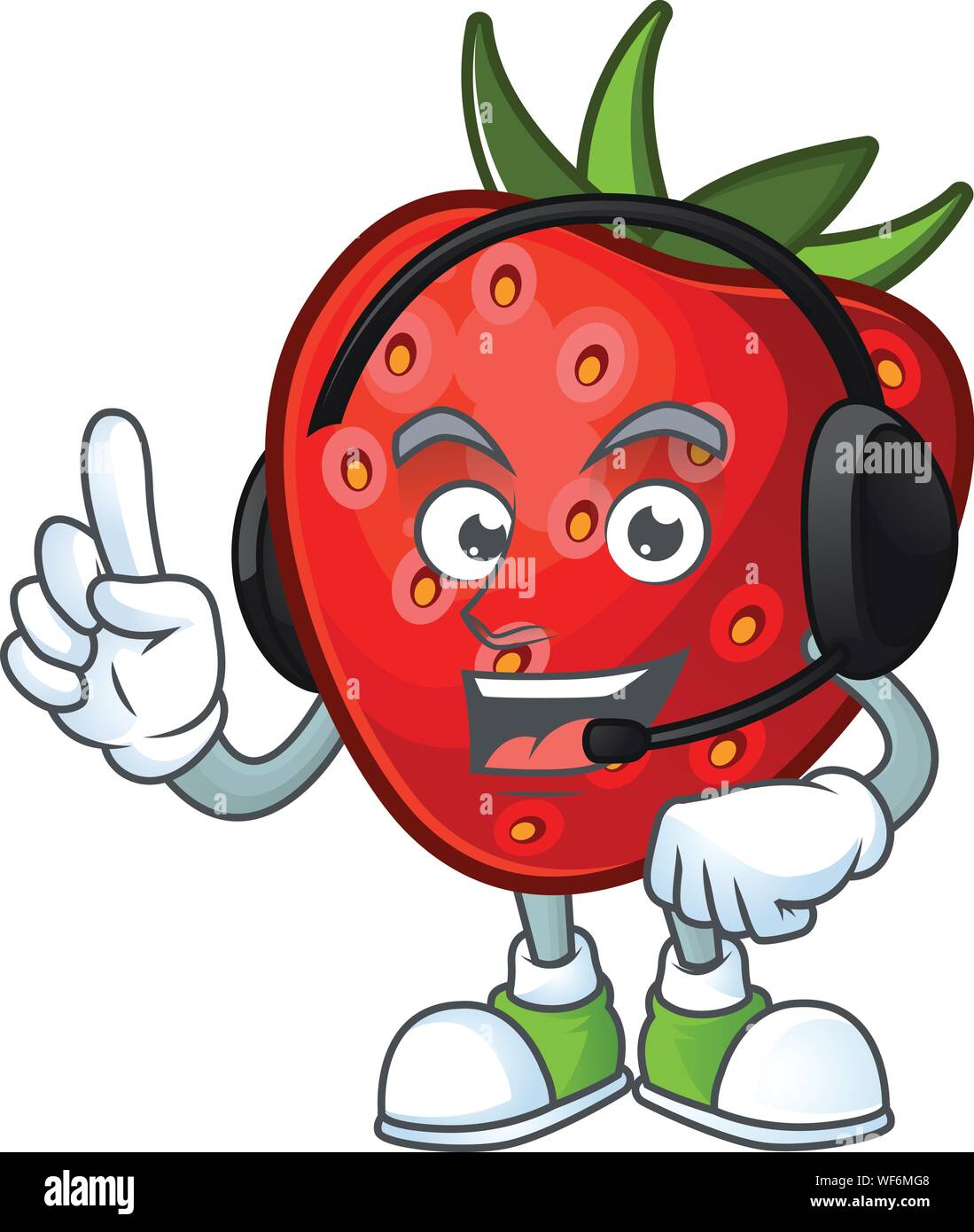 With headphone sweet strawberry cartoon character for dessert Stock ...