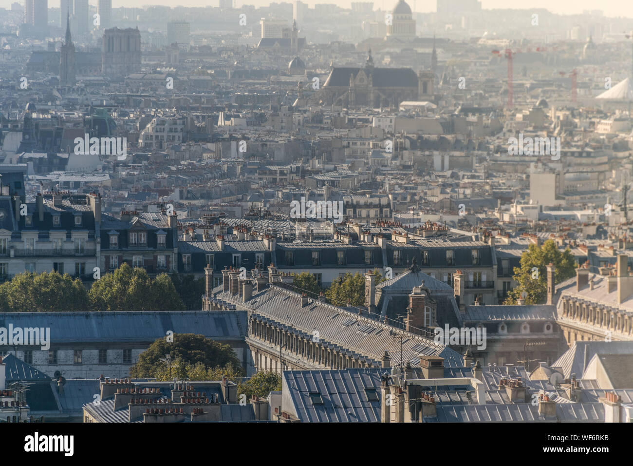 Horizon view of Paris, in France with an architectural perspective over ...