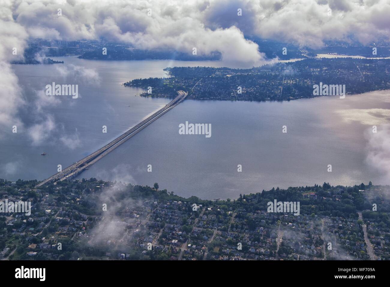 Seattle, Washington, 2019 Cityscape Aerial Panoramic View through ...