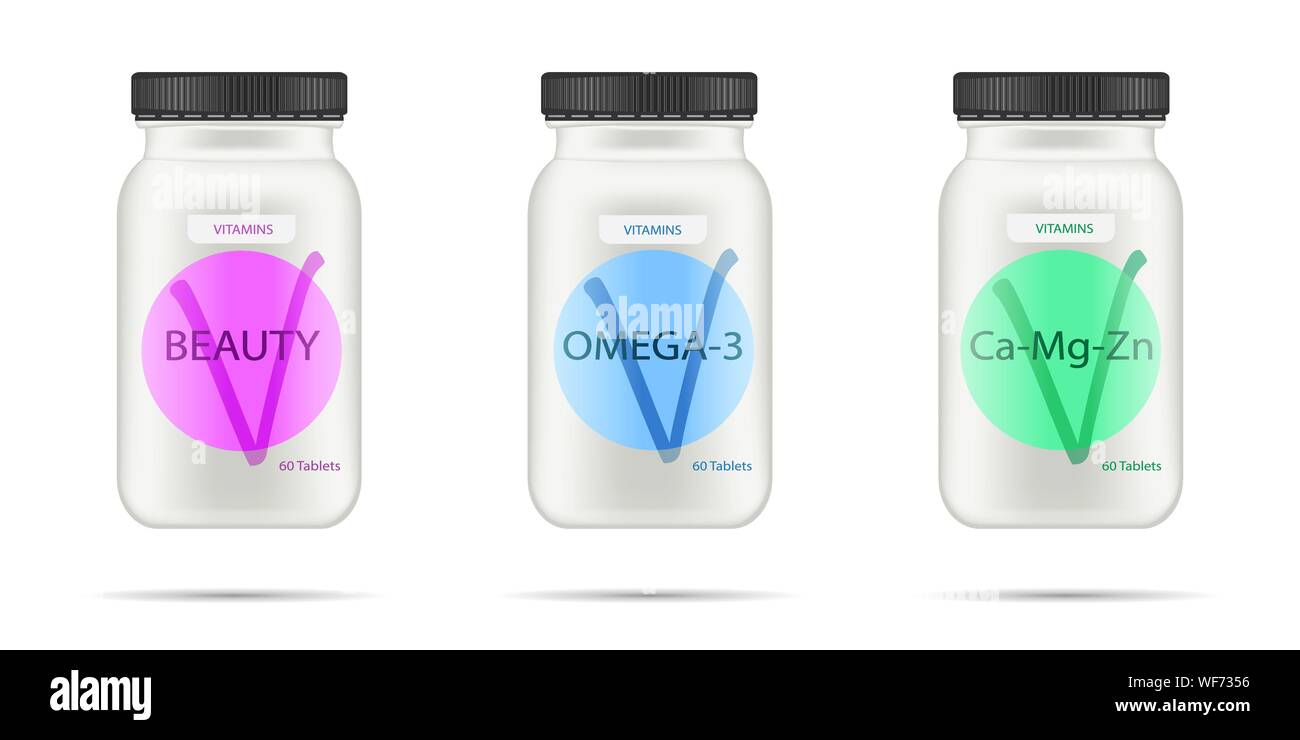 Vitamin packaging mockup drug Stock Vector Images - Alamy