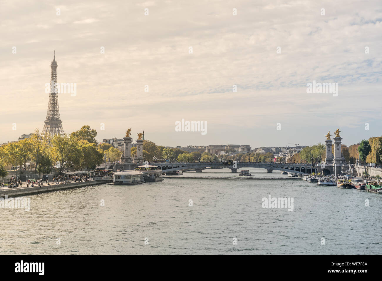 Beautiful postcard view of the Seine river crossing the Paris city in ...