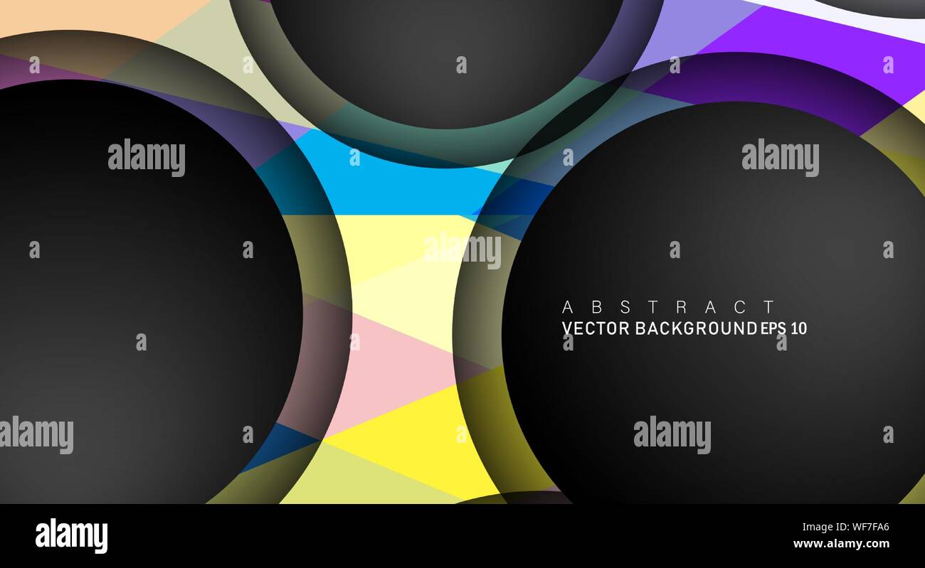 Colorful geometric vector backgrounds that overlap layers on black ...
