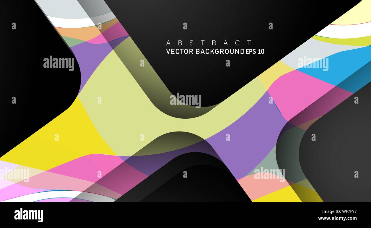 Colorful geometric vector backgrounds that overlap layers on black ...