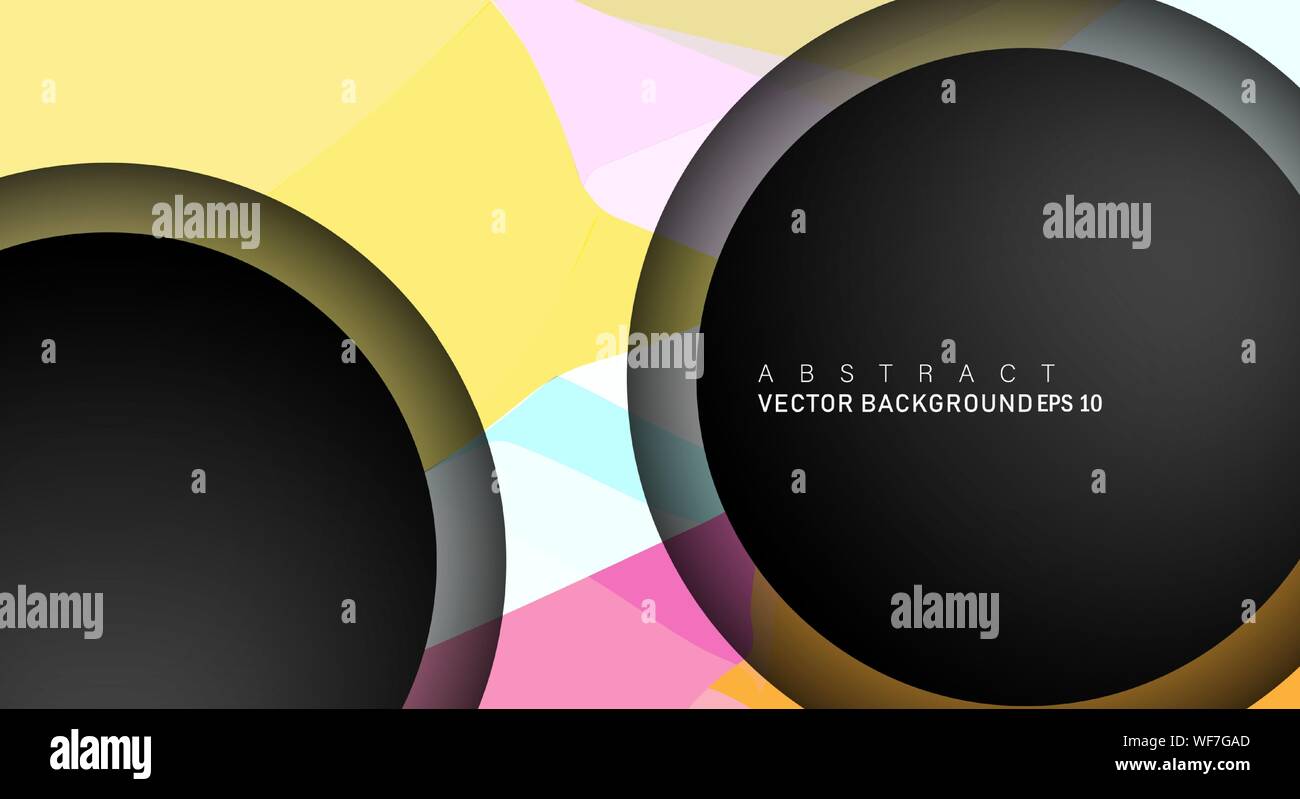 Colorful geometric vector backgrounds that overlap layers on black space circle for text and ...
