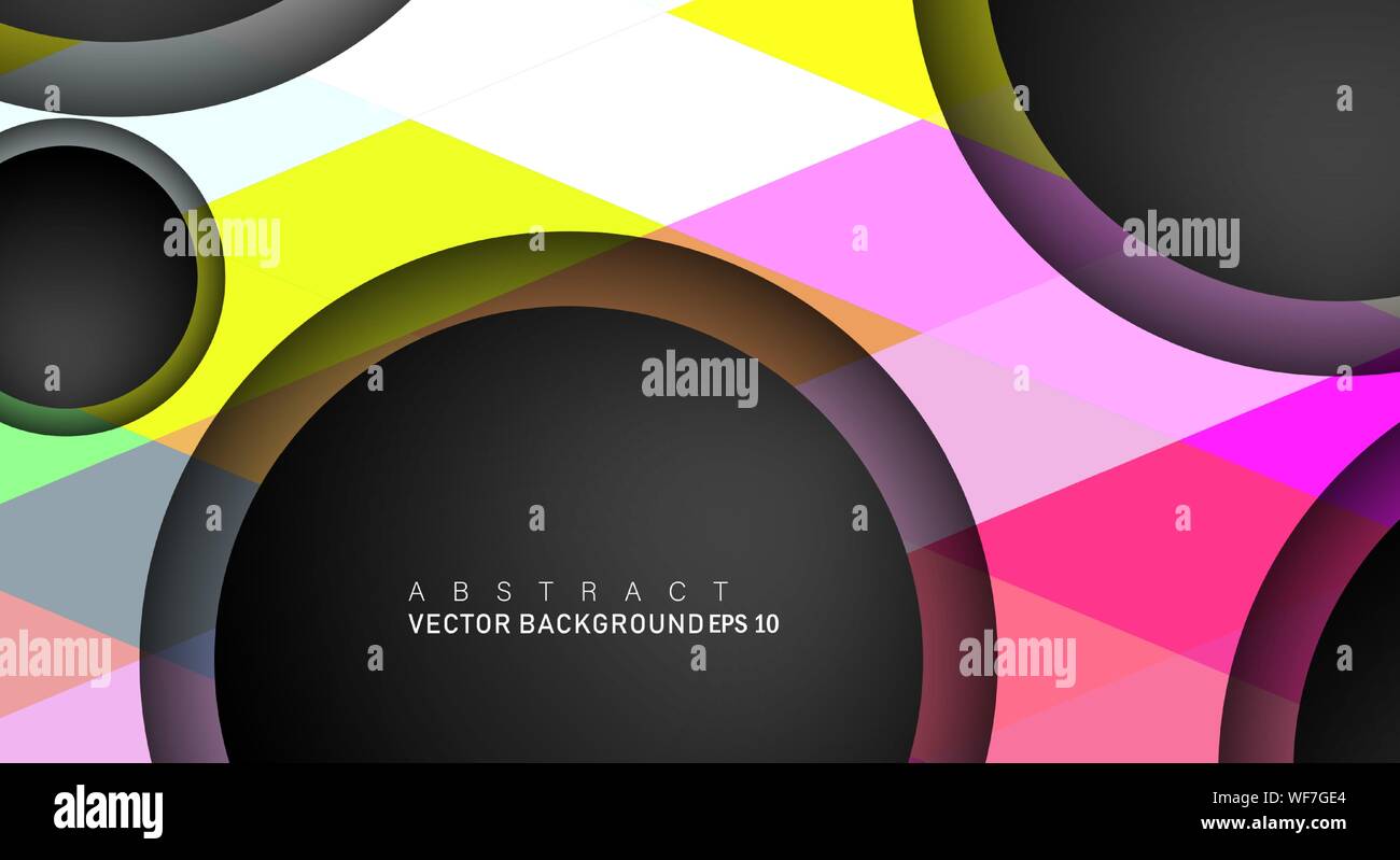 Colorful geometric vector backgrounds that overlap layers on black ...