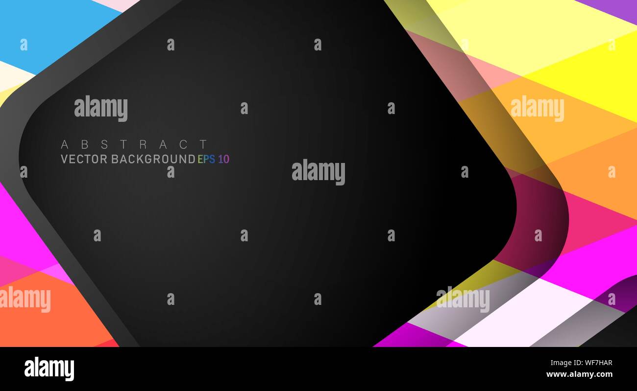 Colorful geometric vector backgrounds that overlap layers on black space for text and background ...