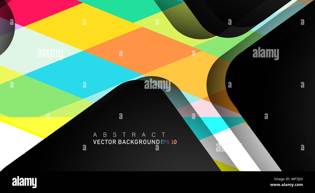 Colorful geometric vector backgrounds that overlap layers on black ...