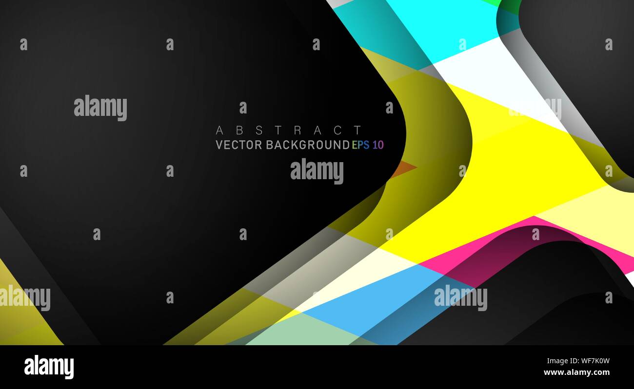 Colorful geometric vector backgrounds that overlap layers on black ...