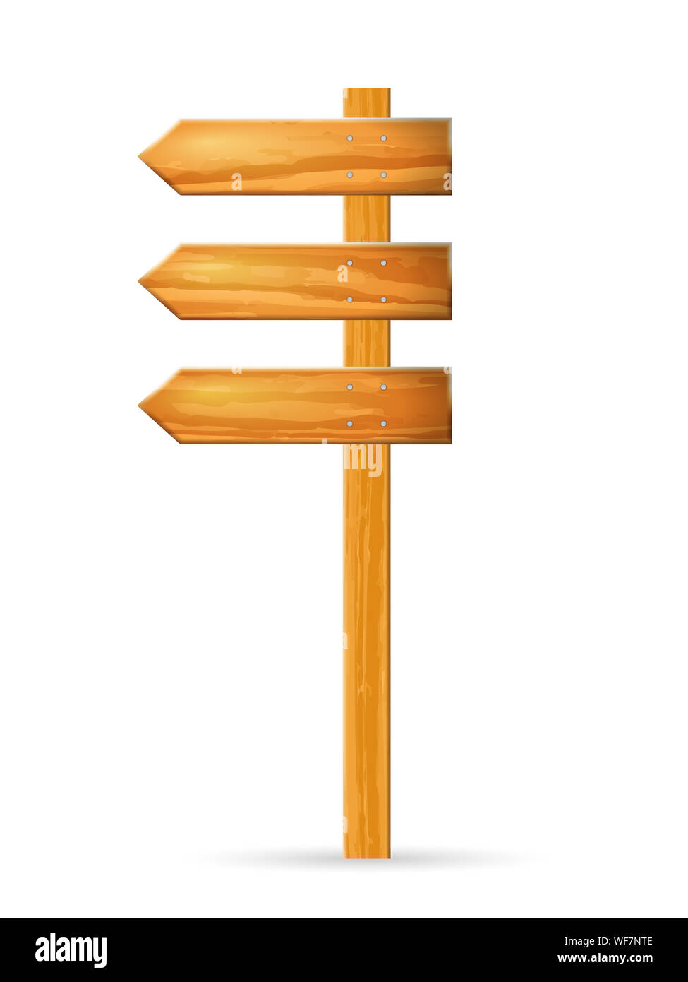 Wooden sign post on a white background Stock Photo - Alamy