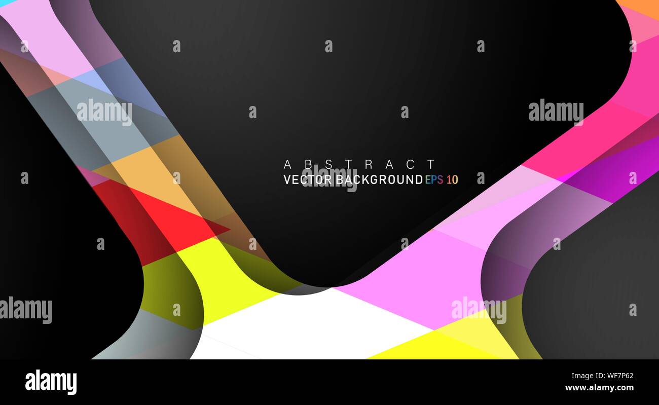 Colorful geometric vector backgrounds that overlap layers on black ...