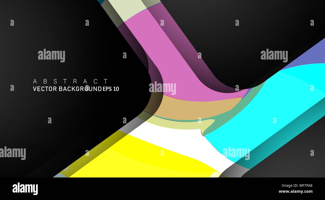 Colorful geometric vector backgrounds that overlap layers on black ...