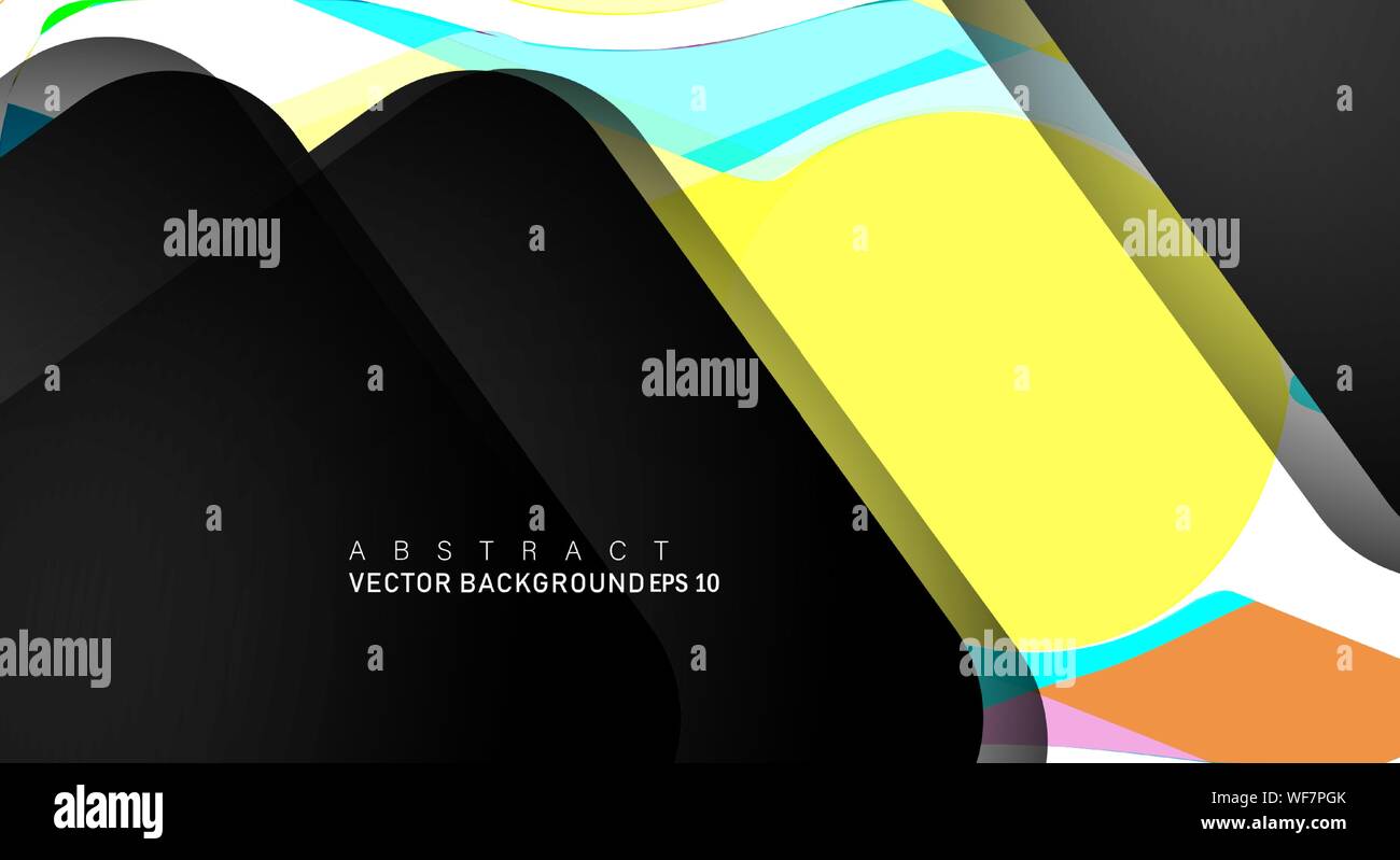 Colorful geometric vector backgrounds that overlap layers on black ...